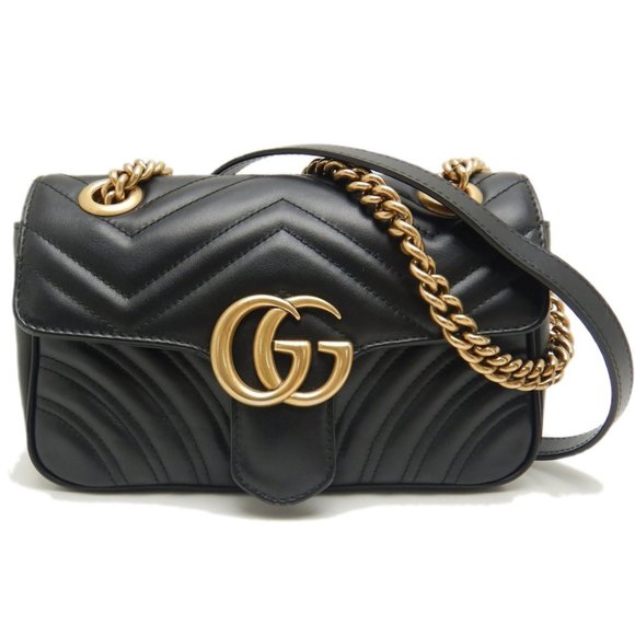 Gucci | Bags | Gucci Gg Marmont Mini Shoulder Bag 446744 Leather Black ...
